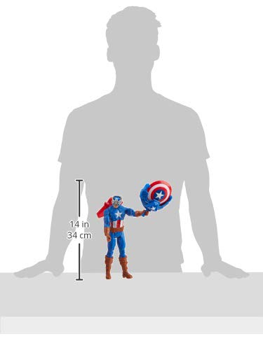 Avengers Marvel Titan Hero Series Blast Gear Captain America, 12-Inch Toy, with Launcher, 2 Accessories and Projectile, Ages 4 and Up , Blue