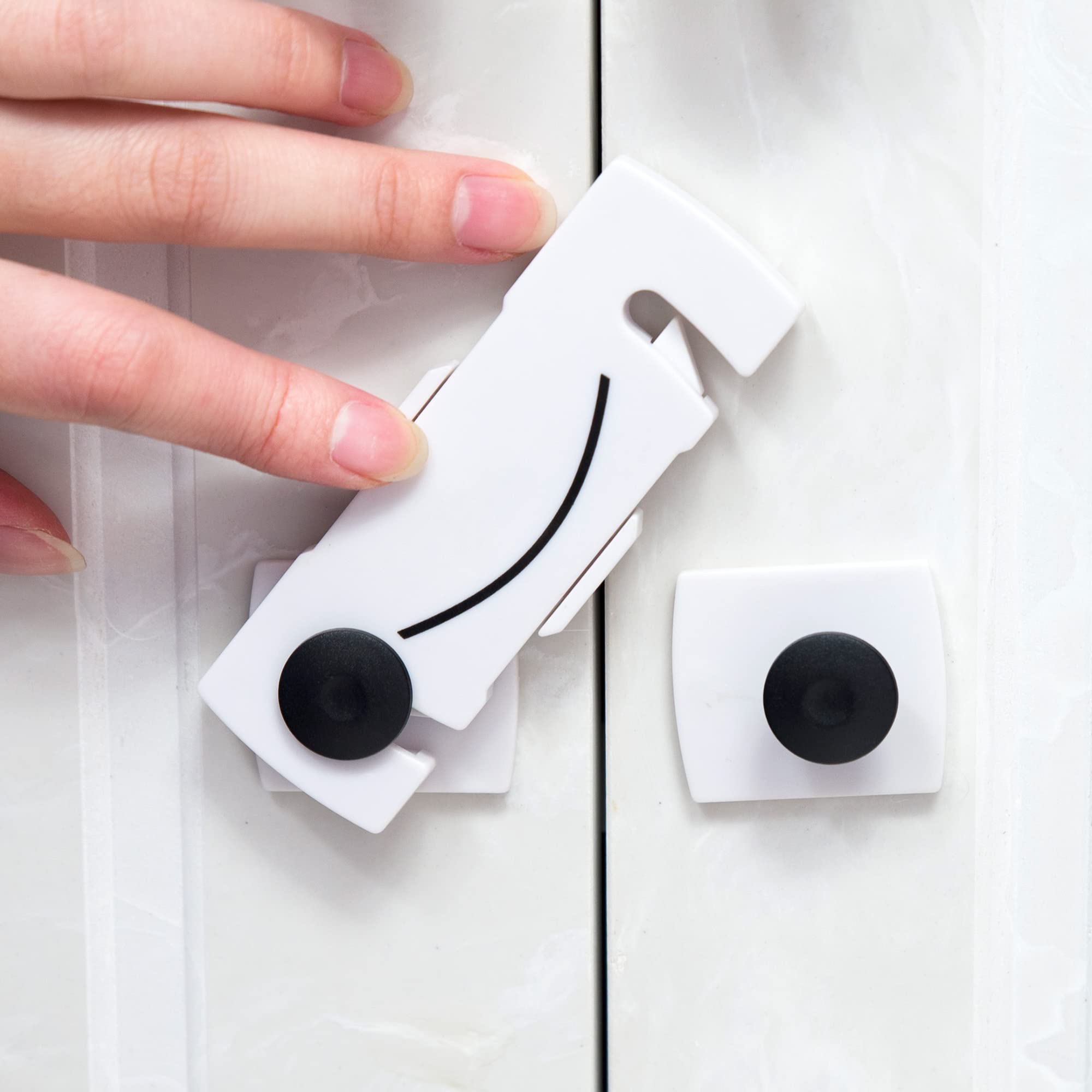 4 Pack Child Safety Cabinet Locks,Baby Proofing Latches Locks with Strong Adhesive Tape,No Screws or Drill