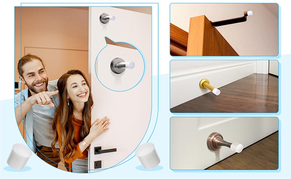 24 Pcs Premium Rubber Door Stop Stud Replacement Tips β Doorstopper Bumpers, Springe Hinge End Caps for Wall & Floor Protection β Universal Size (White)
