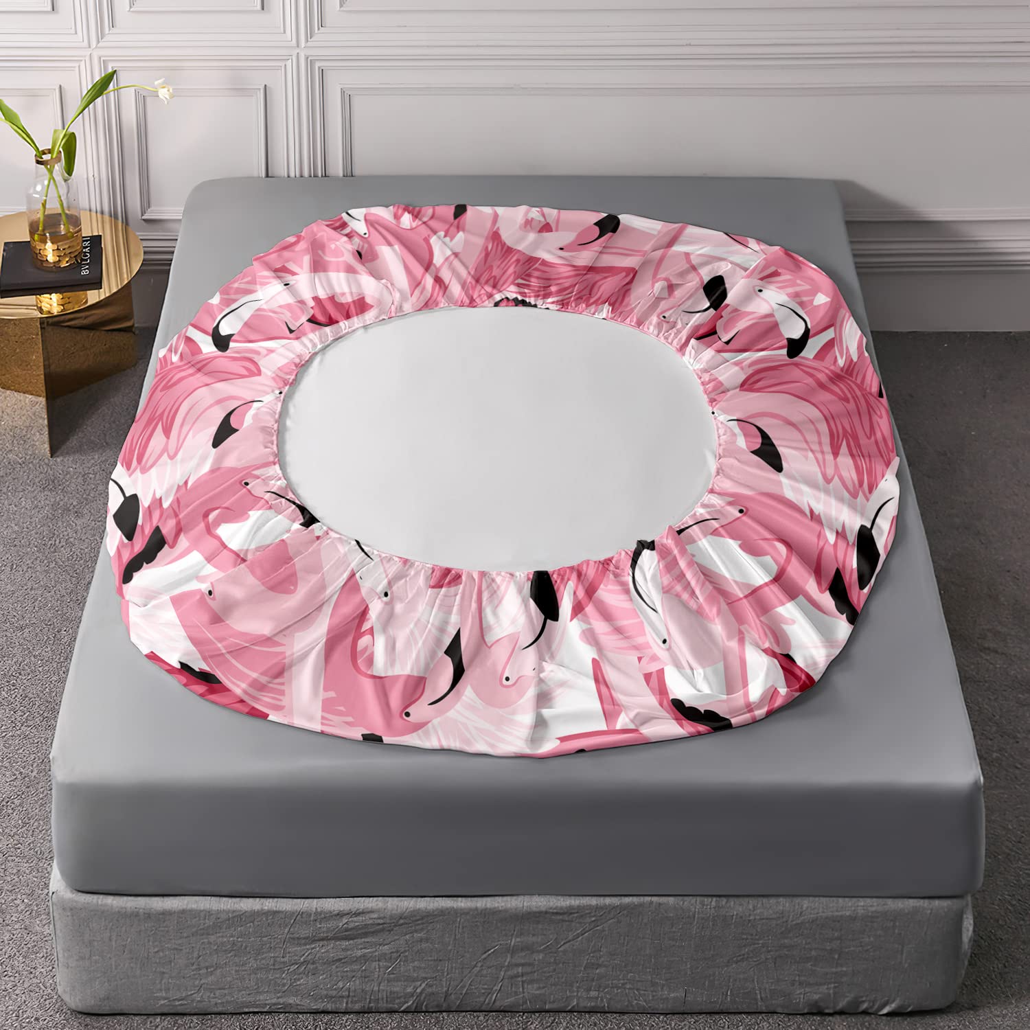 AILONEN Flamingo Fitted Sheet Twin Size, Tropical Flamingo Pattern Bed Sheets for Kids Girls Teens,Flamingo Pattern Sheet Set,Bedding Decor Set,1 Fitted Sheet and 2 Pillow Case,3 Piece