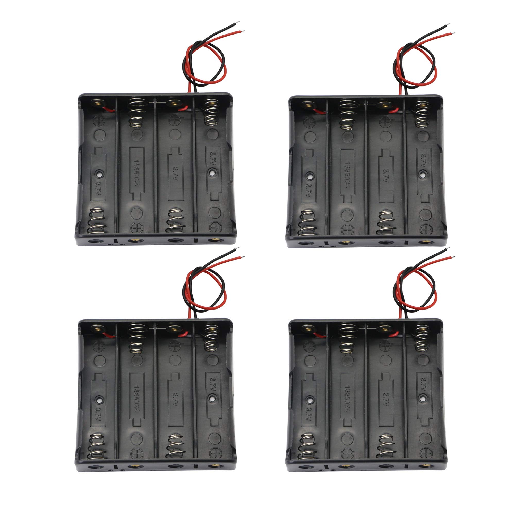 PNGKNYOCN 18650 Battery Clip, 4 Slots 3.7V DIY Battery Storage Box in Series Plastic Batteries Case YOUCHENG for 18650 Battery with Connect Lead(4-Pack)