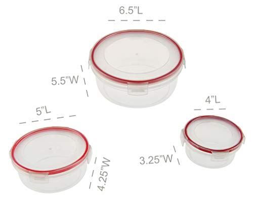 Home-X Plastic Food Storage Containers for Lunch, Reusable Bowls for Meal Prep, 6 Pieces