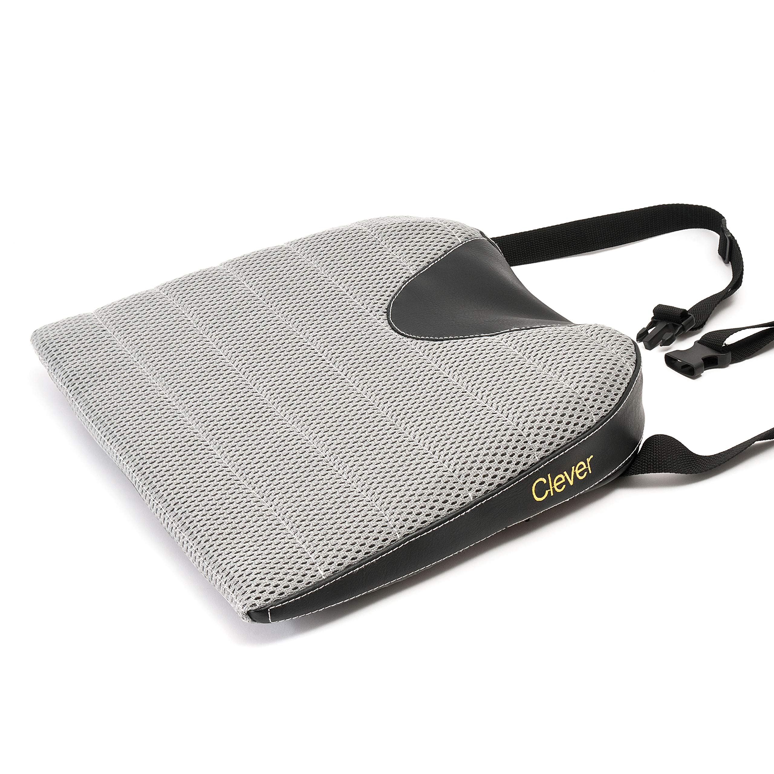 Car Seat Booster Cushion with Strap - Extra Firm for Added Height, Thick 2 Inch Foam Auto Wedge, Coccyx Support for Back, For Drivers, Office Chairs, Wheelchairs, Breathable, Washable Cover