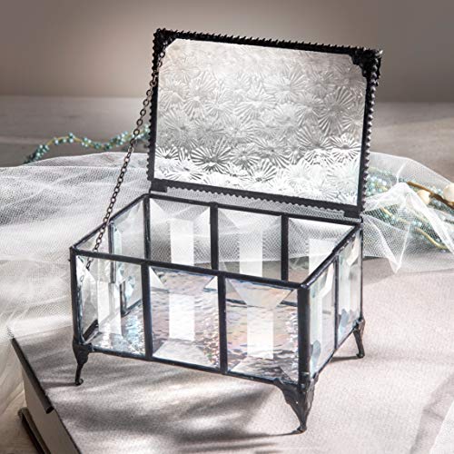 Beveled Glass Box Jewelry Chest Decorative Trinket Keepsake Display Crystal Clear Florentine Stained Glass Gift J Devlin Box 762