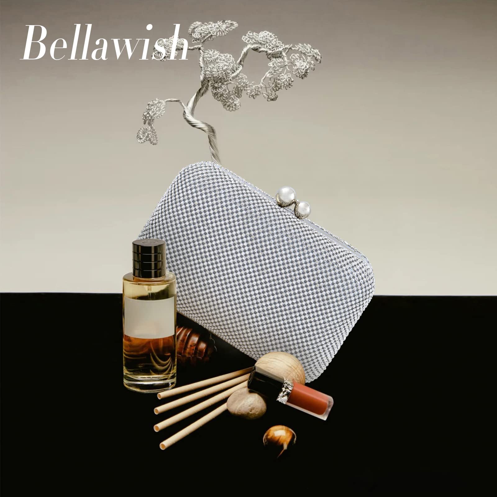 Bellawish Silver Clutch Purses for Women Wedding Rhinestones Crystal Women'S Evening Clutch Handbags for Bridal Parites Prom