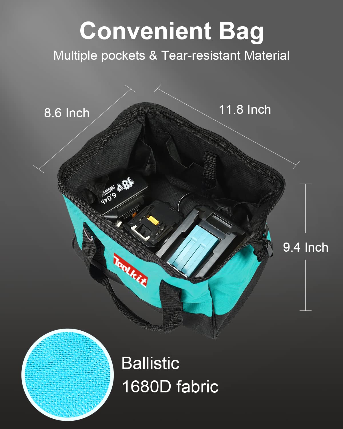 2-Pack 18V 6000mAh Battery Replacement for Makita 18V Battery Kit and Charger with Tool Bag Included Compatible with Makita BL1830B BL1840B BL1850B BL1860B,More