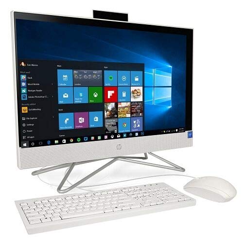 HP All-in-One Desktop Computer 21.5 FHD Screen, Intel Celeron G5900T, 4GB DDR4 RAM, 256GB SSD, DVD-Writer, AC WiFi, HDMI, Bluetooth, White, Windows 10 Home(Renewed)