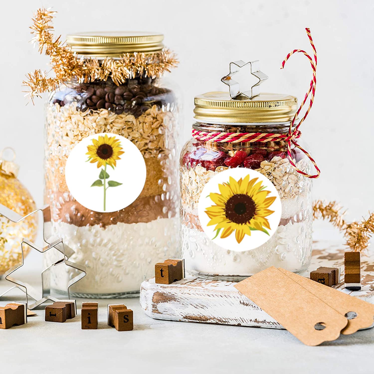 Pop Resin Sunflowers Sticker 1.5 inch Wildflower Sticker for Crafts Water Bottle Laptop Notebook 500 pcs per roll Christmas Valentine Labels,Yellow