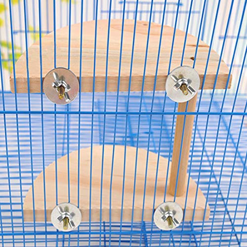Hamiledyi Squirrel Gerbil Dwarf Wooden Platform, 2-Level of Natural Hamster Standing Platform Chinchilla Cage Accessories, Birds Perch Parrots Activity Playground