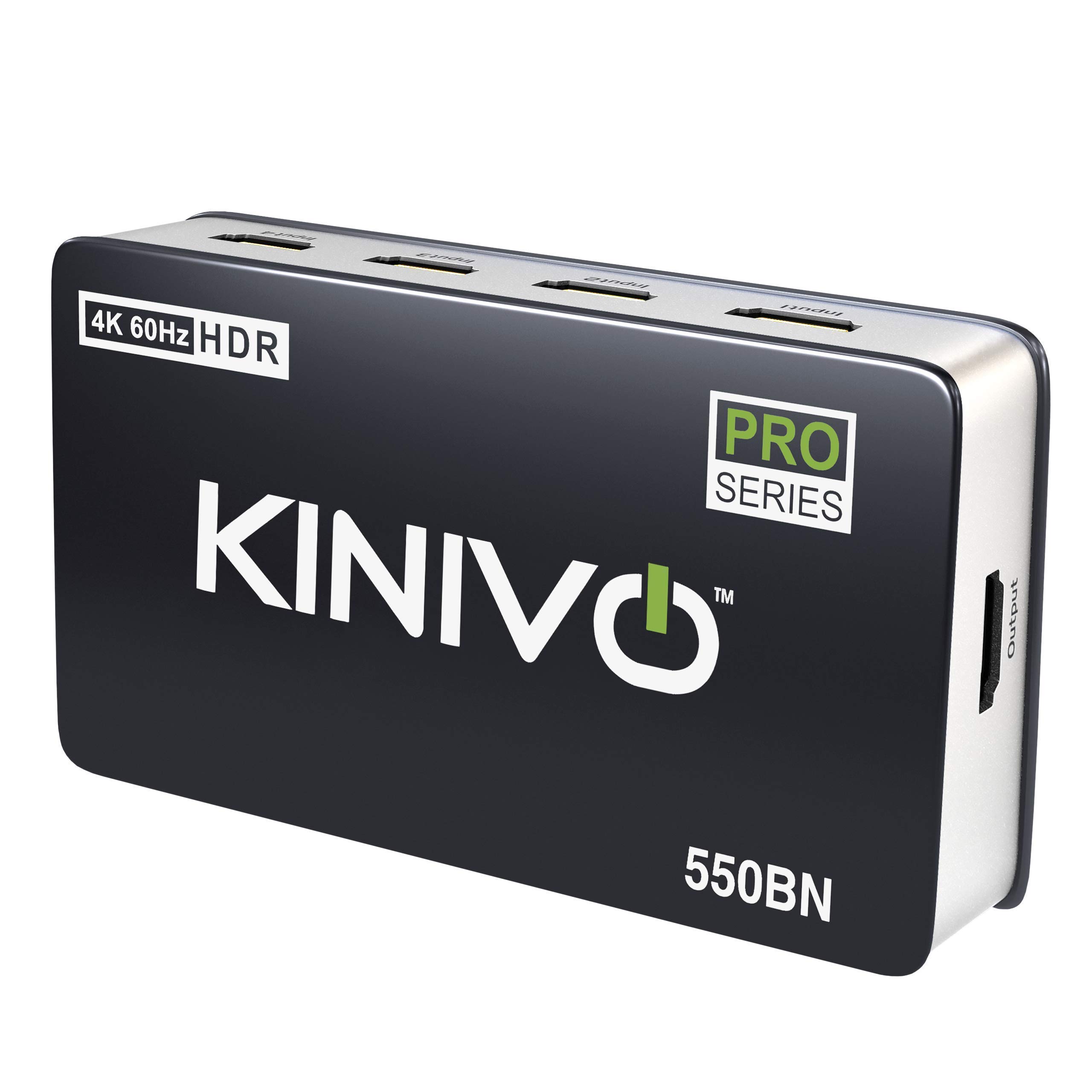 Kinivo 5 Port 4K HDMI Switch+ 4 Pack HDMI Cables - 6FT (4K 60Hz, HDMI 2.0, HDR) - Compatible with Roku, PS5, Xbox, Apple TV, Nintendo Switch, Cable Box