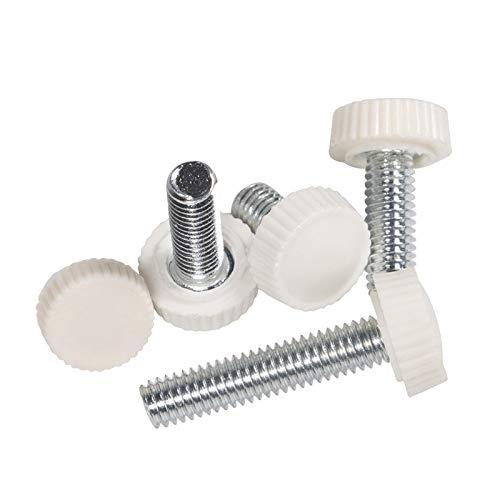 L-A M5x8mm Thumb Screw Knobs Grip Thumb Screw Threaded Knurled Knobs Grip (10 Pcs White)