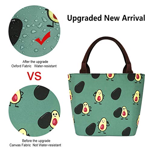 E-Clover Lunch Box for Women Insulated Lunch Bag Reusable Lunchbox Cooler Bags for Office Work Beach Travel Avocado Gifts