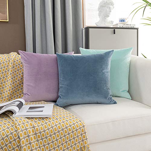 Jeneoo Comfy Soft Velvet Throw Pillow Covers for Sofa Couch, Decorative Solid Square Cushion Cases for Bedroom Car (Dusty Rose, 16 x 16 Inches, 2 Pieces)