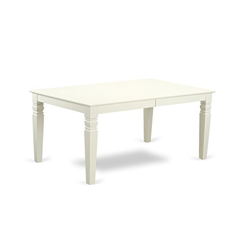 EAST WEST FURNITURE 9Pc Dining Set Includes a Rectangle Dining Table with Butterfly Leaf and Eight Parson Chairs with Baby Blue Fabric, Linen White Finish