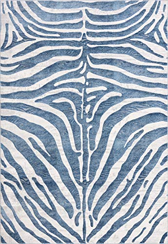 Abani Nova Collection Modern Blue & Grey Zebra Print 7'9" Xx 10'2" Area Rug Rugs Contemporary Style Animal Pattern Rug