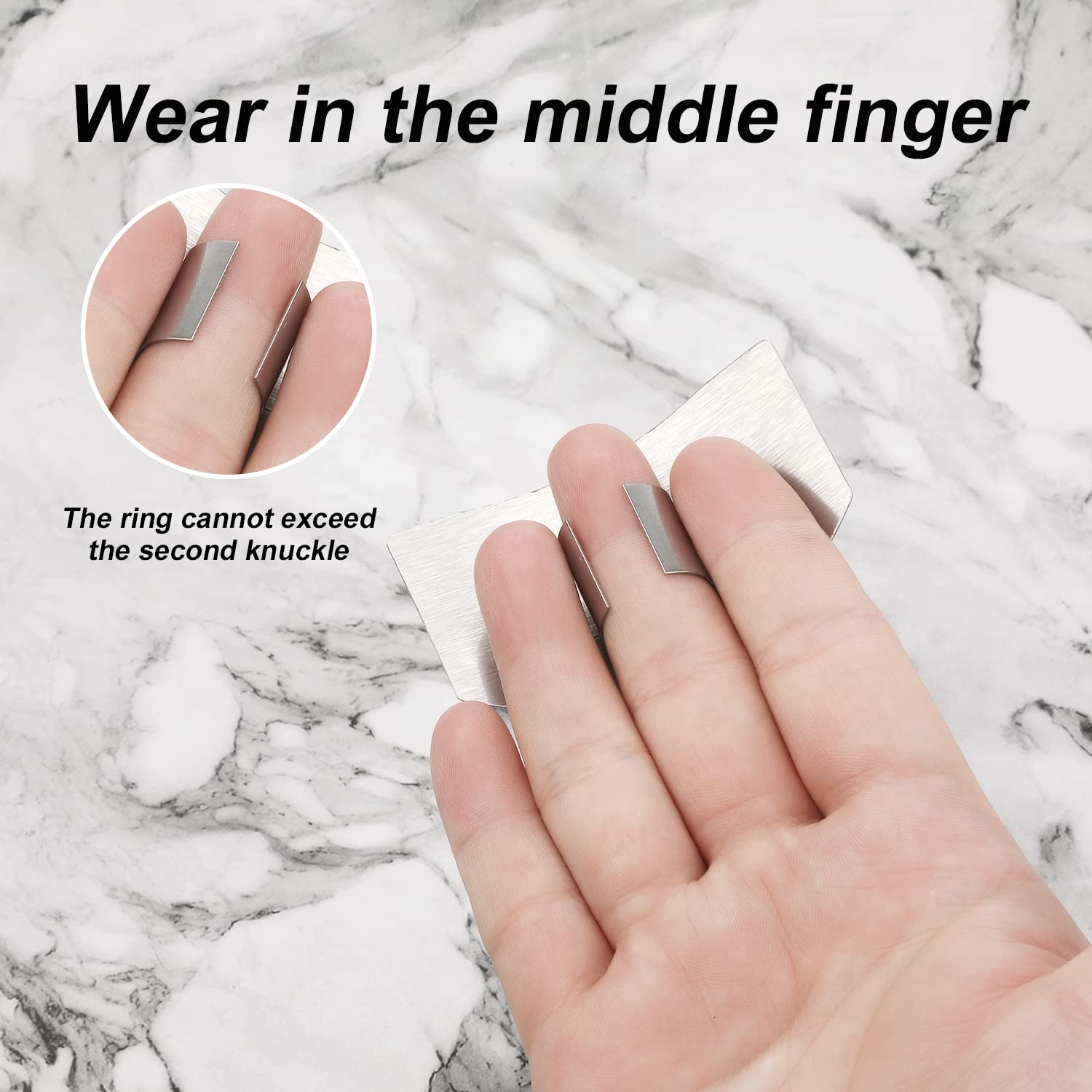 2pcs Finetaur Finger Guard for Cutting, Stainless Steel Finger Protector Kitchen Knife Finger Shield for Cutting Slicing Chopping Food Vegetables