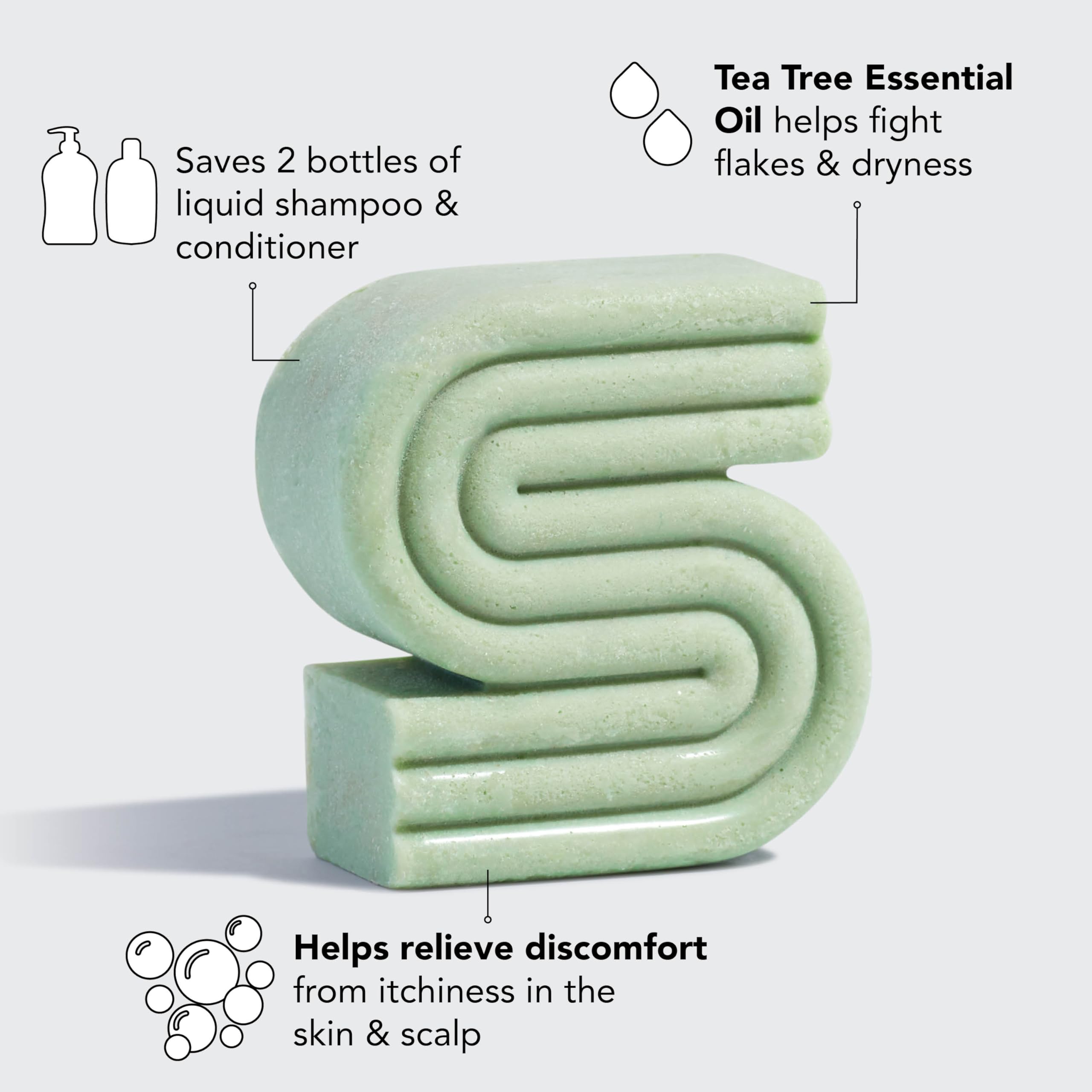 Kitsch Tea Tree & Mint Anti-Dandruff Shampoo Bar - Vegan, Natural, Paraben & Sulfate Free | For Itchy Scalp & All Hair Types | Made in US, 3.2oz