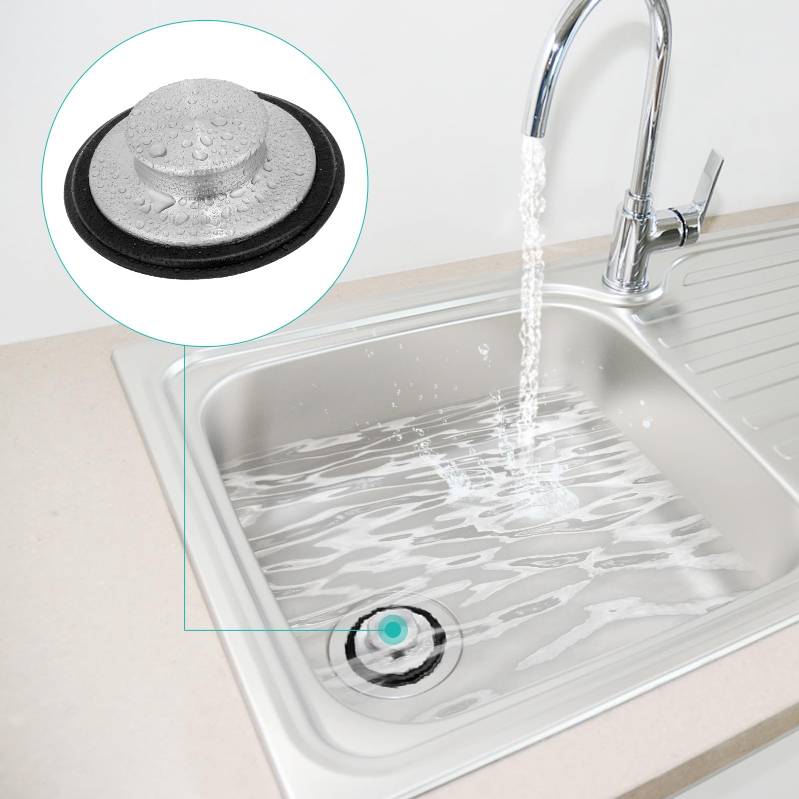 2PCS Kitchen Sink Stopper, Garbage Disposal Plug, Professional Stainless Steel Drain Parts, Sink Drain Stopper, Anty Clogging Cover Fits Standard Kitchen Drain Size of 3 1/2 Inch (3.5 Inch) Diameter