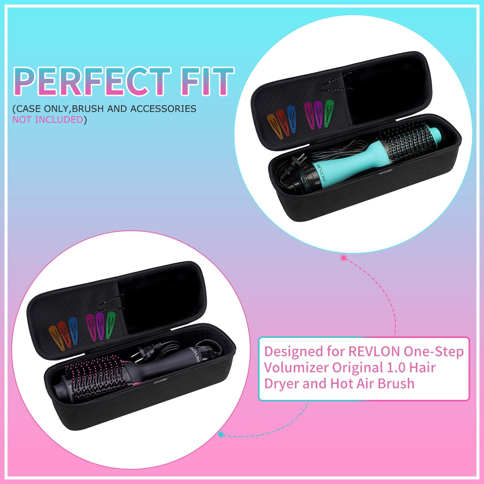 HESPLUS Storage Travel Case for Revlon 1.0/ PLUS 2.0 One-Step Hair Dryer & Volumizer Hot Air Brush Styler, Portable Hard Carrying Case for Revlon, Hot Tools,OMOteam Air Brush Blow Dryer (CASE ONLY!)
