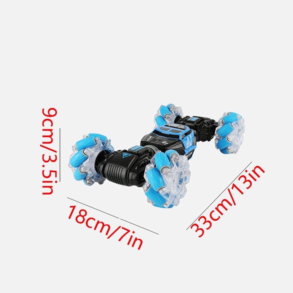 2.4GHz Remote Control Car 4WD RC Stunt Car Deformable All-Terrain Off Road Car, 360 Degree Flips Double Sided Rotating Race Car with Gesture Sensor Watch Lights Music for Kids (Red) A79
