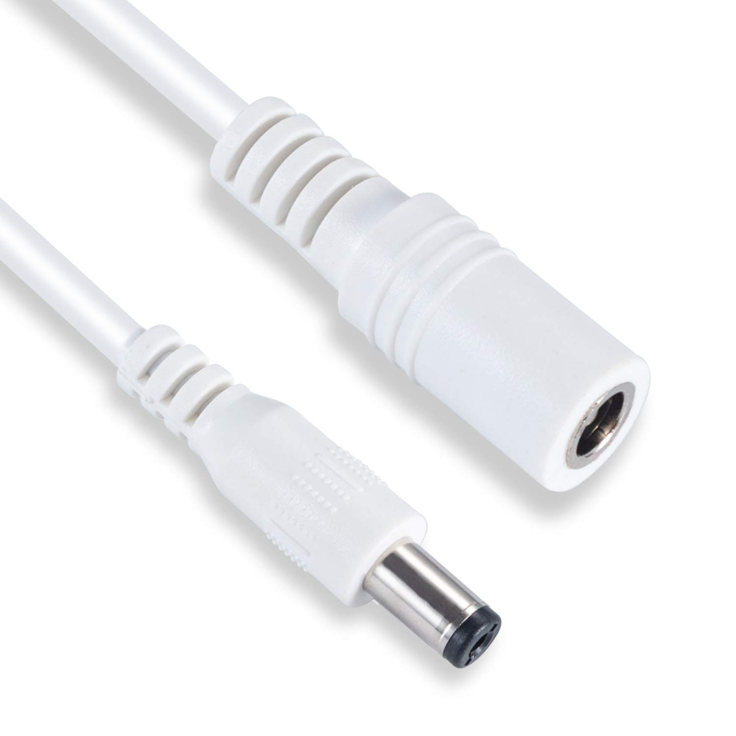 Cable Nahao 2 Pack Power Extension Cable 12ft 2.1mm x 5.5mm Compatible with DC 5V 12V 24V for CCTV Security Camera IP Camera Standalone DVR, LED Strip String Light-Male to Female (White)