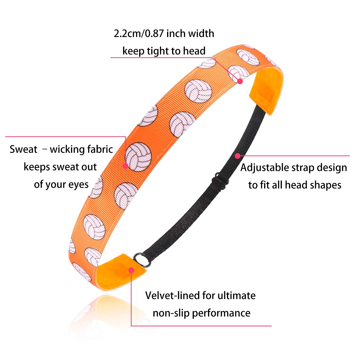 4 Pack Girls Volleyball Headbands No Slip Adjustable Hairband for Sport Activity (Color A)