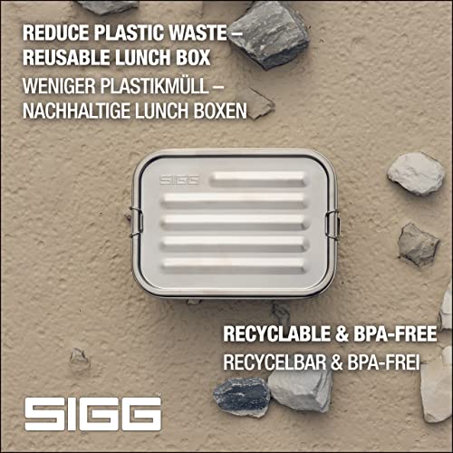SIGG - Gemstone Box - Selenite Lunch Box - Stainless Steel Lunch Box with Leak-Proof Silicone Rim - Divided Lunch Box for Lunch and Leftovers - Silver - 27 Oz