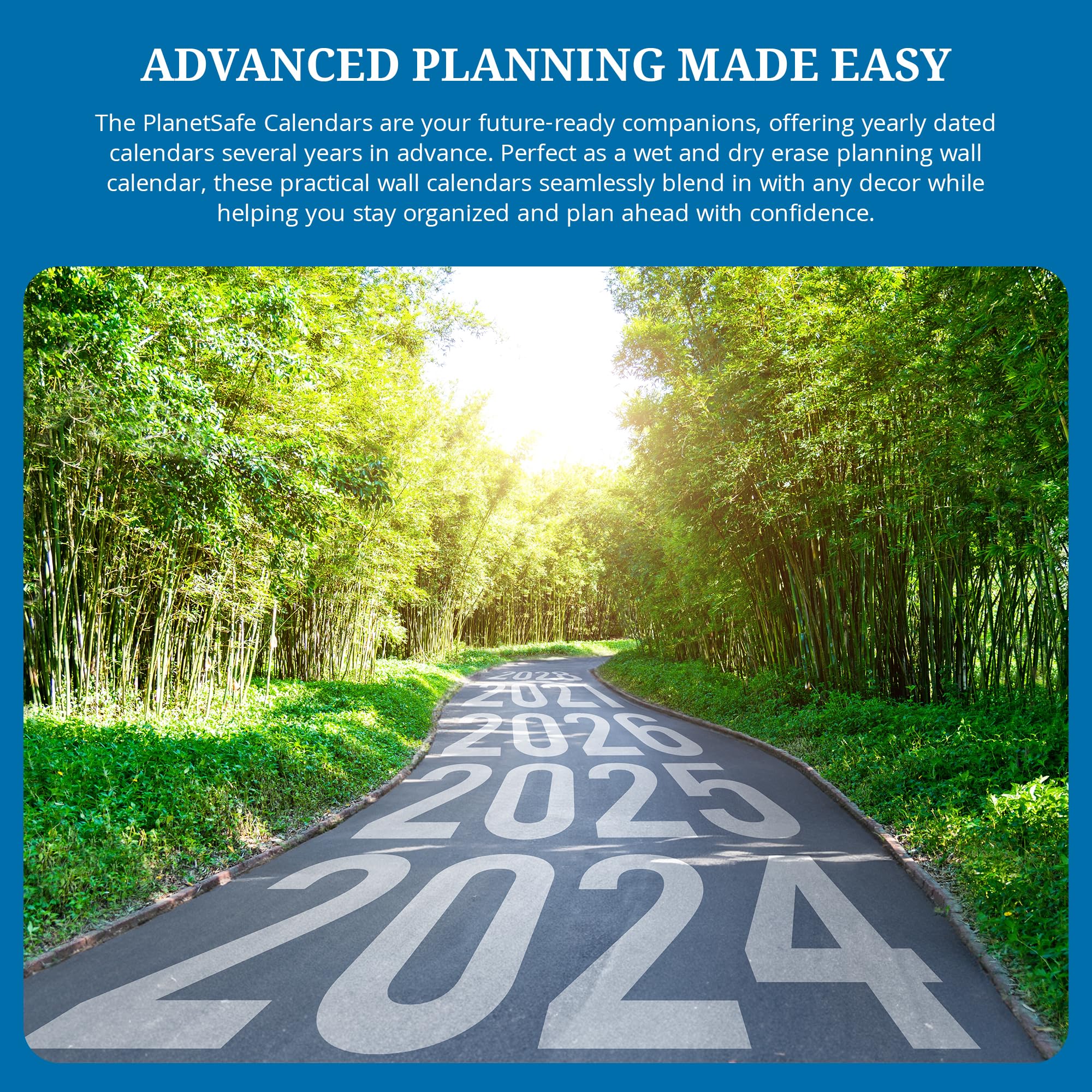 2024 Horizontal Sky Blue Wet & Dry-Erasable Wall Calendar 36 tall x 56 wide with next year planning area
