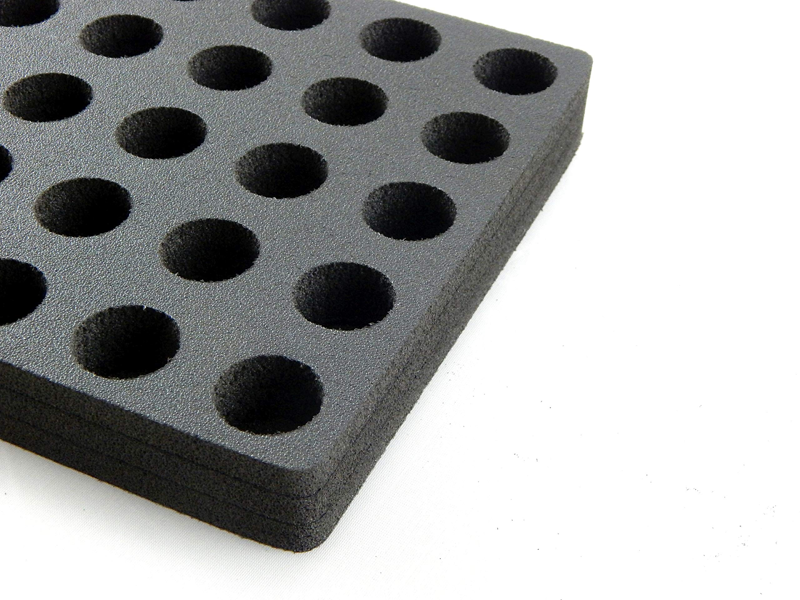 Polar Whale Vial Rack Black Foam Storage Rack Holder Organizer Stand Transport Holds 25 Vials Fits up to 24mm Diameter