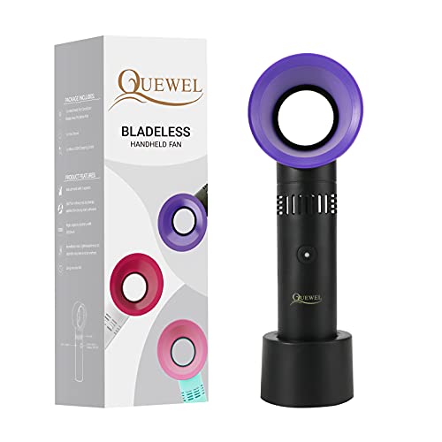 QUEWEL Eyelash Fan for Lash Extension Bladeless Fan Handheld Lash Extension Fan Dryer Mini Fan Air Conditioning Blower Eyelash Extension Supplies Drying Lash Glue (Purple)