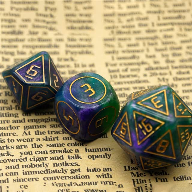 Golden Jade of Magic DND Resin Dice Set for Dungeons and Dragons, D&D, D20, D and D, Polyhedral Resin Dice, Dungeons and Dragons Gifts, Accessories