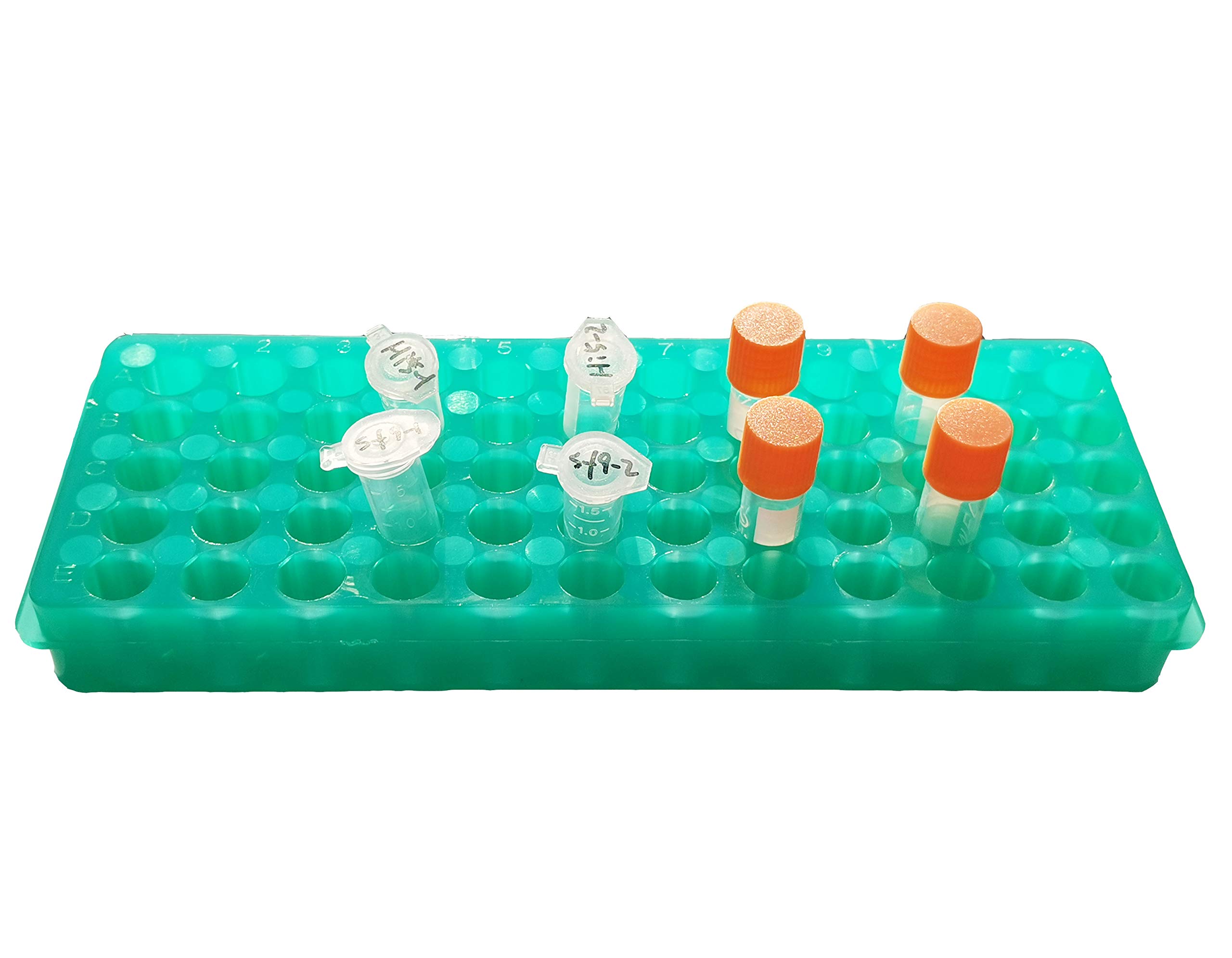 Polypropylene Microcentrifuge Tube Rack, 60-Well Microtube Rack, Green, Pack of Two