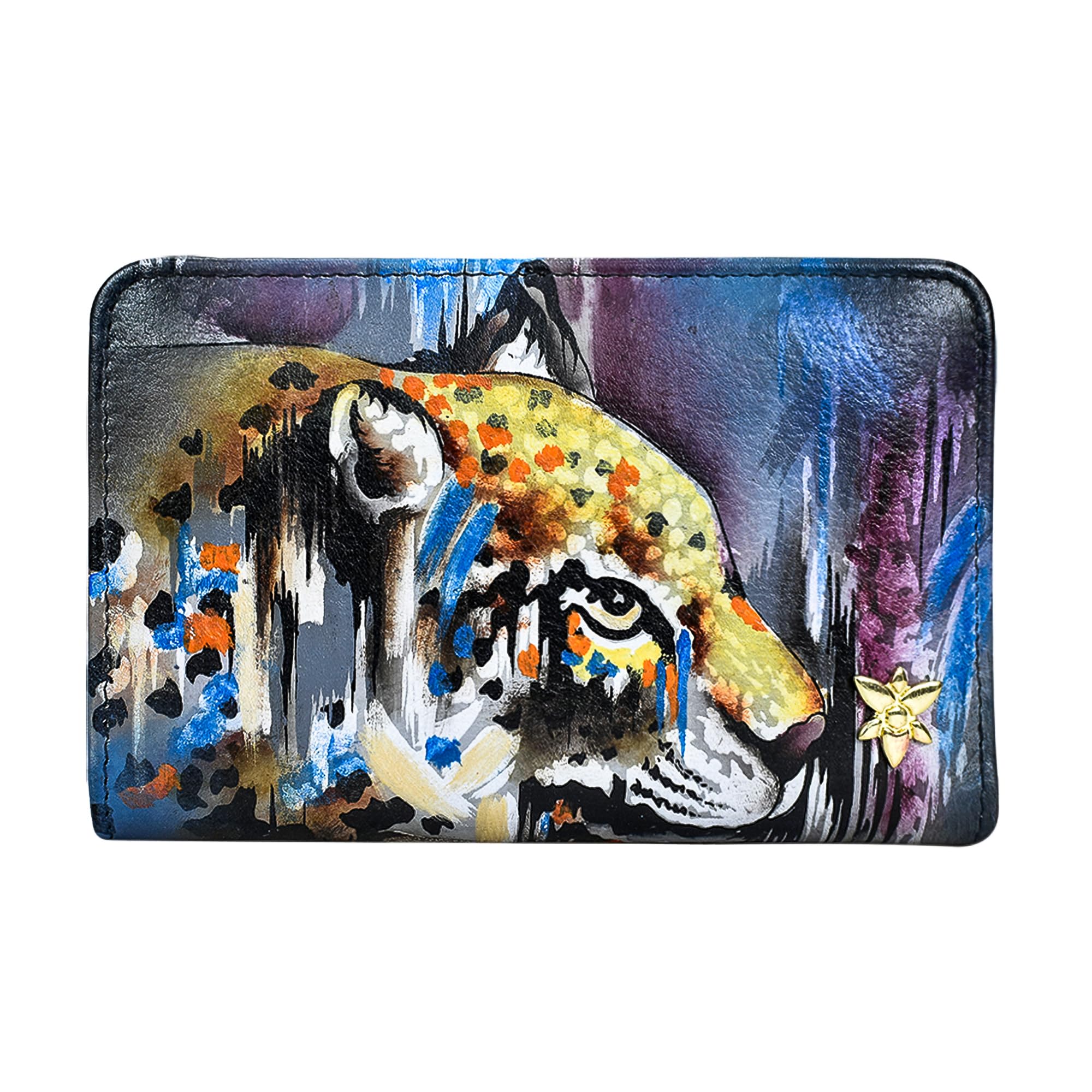 Anuschka Hand-Painted Women’s RFID Genuine Leather Two Fold Organizer Wallet - Enchanted Garden