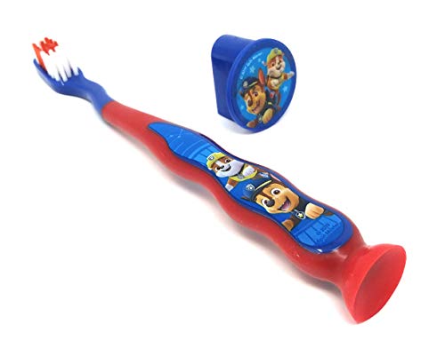 Firefly Nickelodeon Paw Patrol Kids Toothbrushes with Suction Cup and Toothbrush Cap - for Girls 3+ yrs. (2 Count (Pack of 1), Blue)
