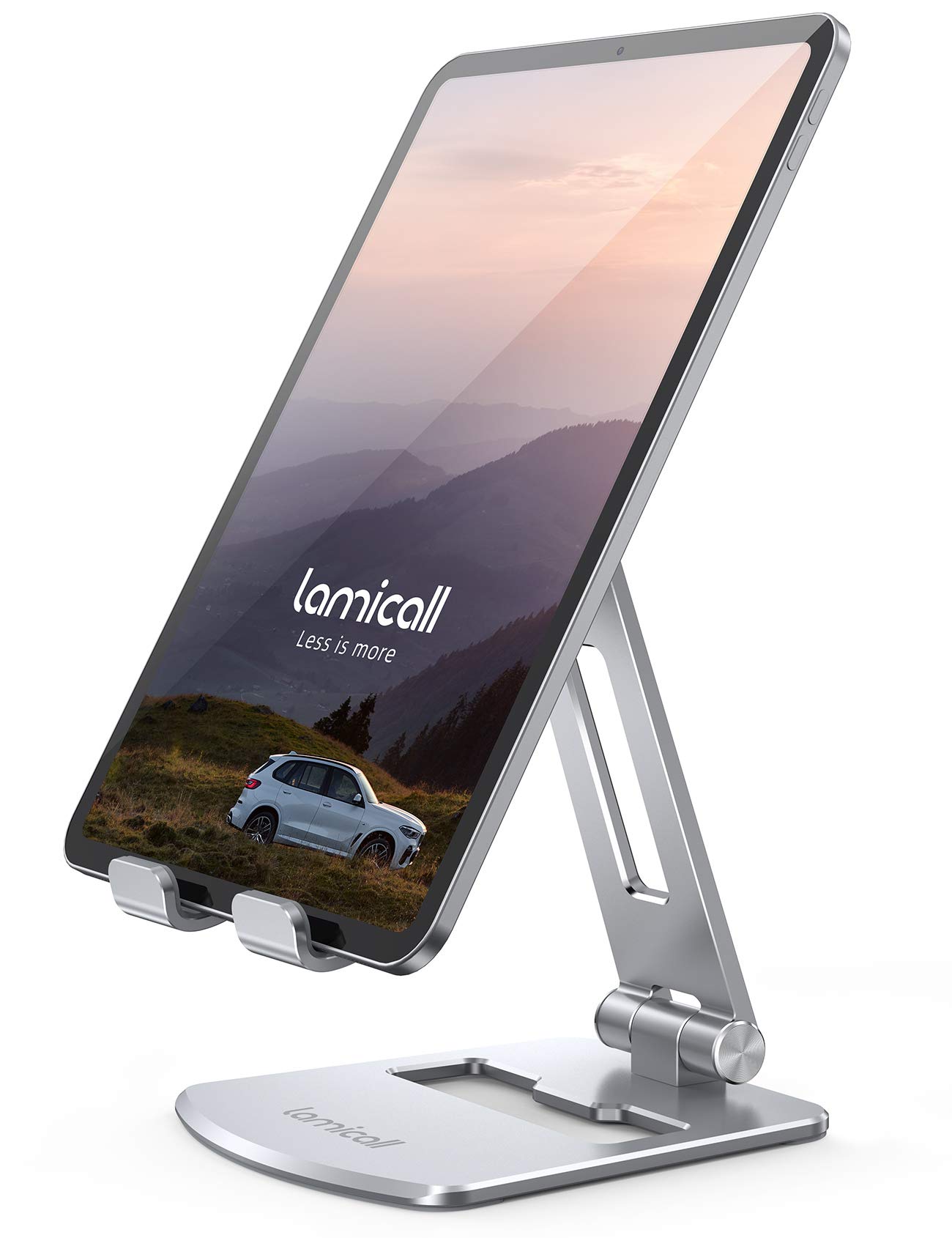 Lamicall Tablet Stand, Foldable Holder - Adjustable Tablet Dock, for 4.7" - 13" Tablet, Such as iPad Pro 11/10.5/12.9, Mini, Air, Galaxy Tabs, Kindle, Silver