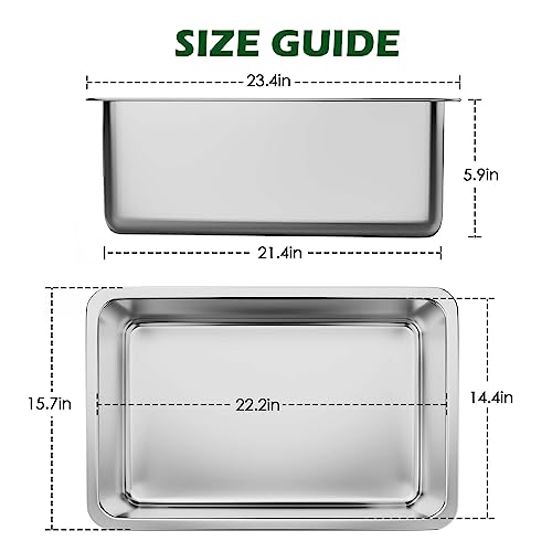 hannger Stainless Steel Cat Litter Box, 4 Pack Extra Large High Sided Cat Litter Box, Metal Litter Box for Cats and Rabbit, Odor Control Litter Pan, Easy to Clean, 23.4" L x 15.7" W, 5.9" Deep