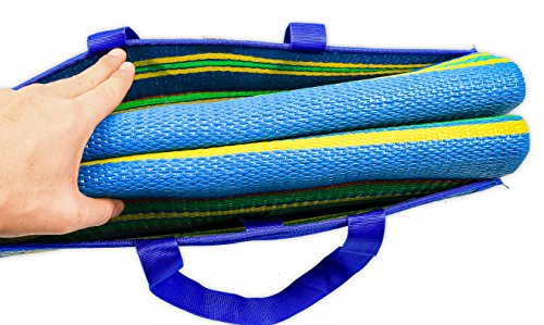 Camco Handy Mat with Strap, Perfect for Picnics, Beaches, RV and Outings, Weather-Proof and Resistant (Blue/Green - 60" x 78") - 42805