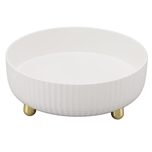 360 Degree Rotating Storage Rack Organizer Round Cosmetic Spice Rack Turntable for Kitchen Cabinet Pantry Small (White)