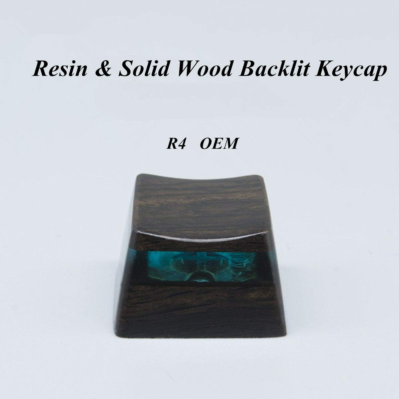 Handmade R4/ECS Keycap Resin Solid Wood Shine Through Backlit Key Cap OEM Profile for Cherry MX Mechanical Keyboard Gaming Replacement (Ebony)
