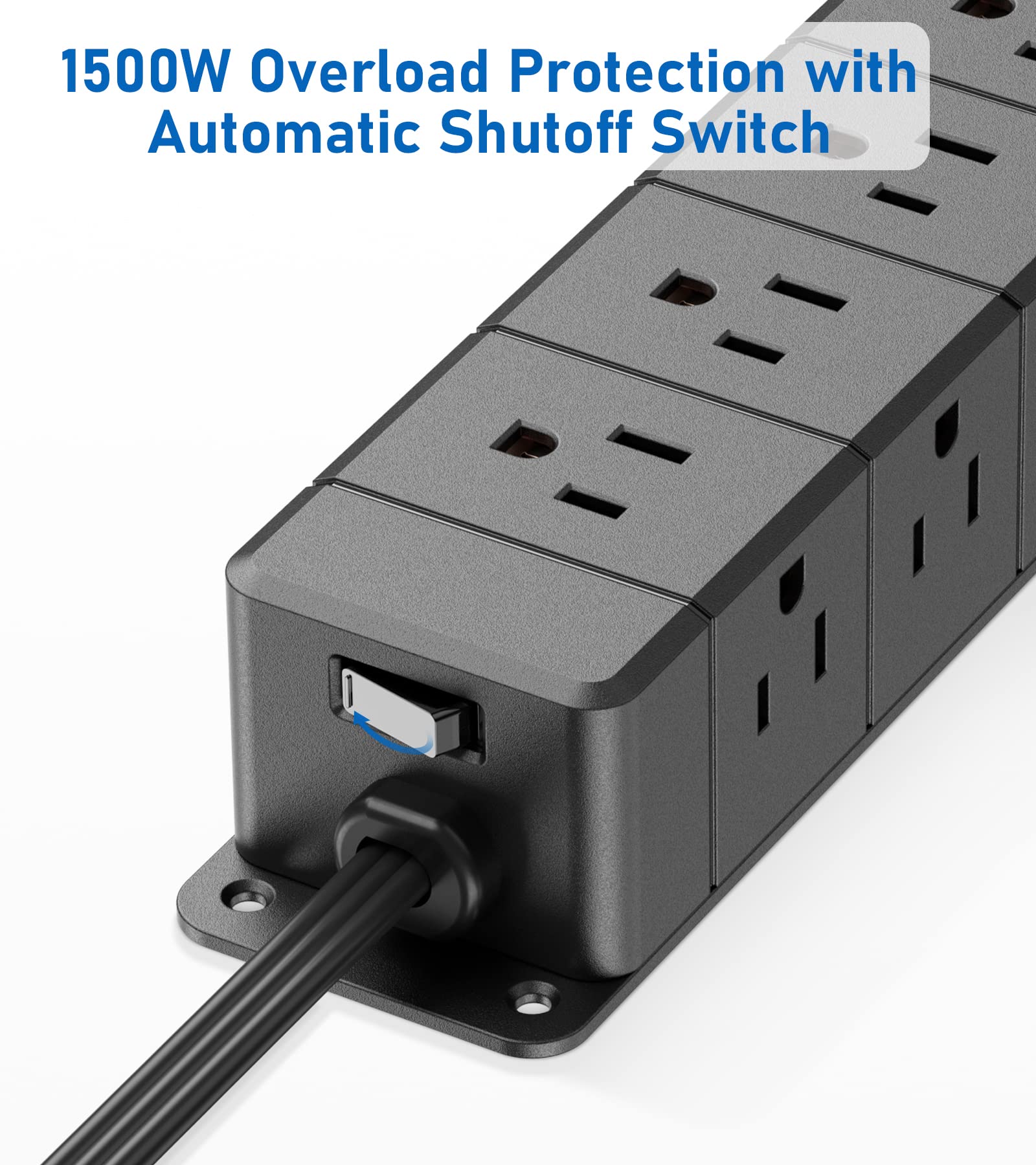 30W USB C Power Strip Surge Protector,Ultra Thin Flat Plug Power Strip 4 Side 12 Outlets,1 PD Fast Charing,2 USB-C, 2 USB-A(4 USB Total 40W),6ft Slim Extension Cord,16 in 1 Desk Power Bar,1200J Black
