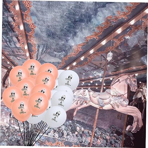 Abaodam 40 pcs Kit for Decor White Rose Ballons & Garland Decoration Latex Engagement Mrs To Mr Printed Gold Letters Day Valentines Letter Decorative Balloons Wedding and Party
