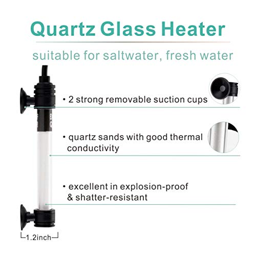 hygger 50W Mini Inline Quartz Glass Aquarium Heater with External Controller, Adjustable Submersible Betta Fish Tank Thermostat for 5-15 Gallon