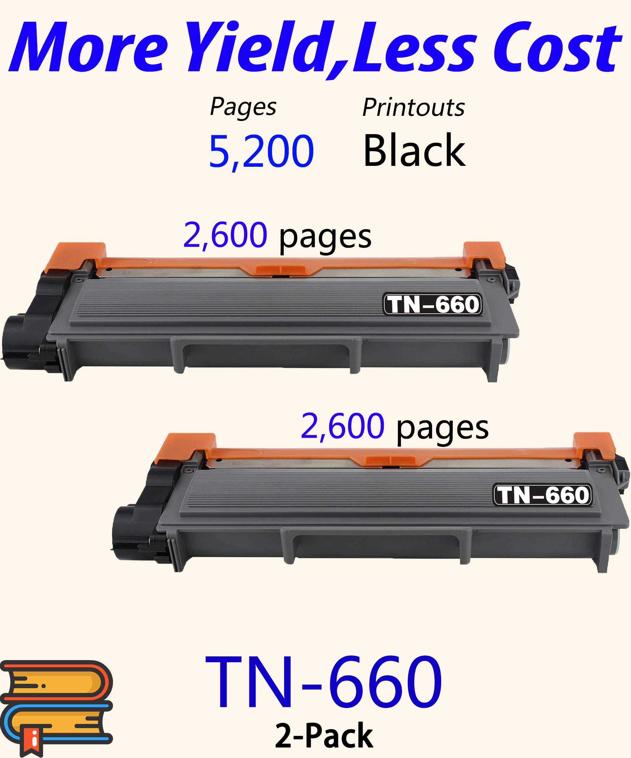 2-Pack ColorPrint Compatible TN-660 Toner Cartridge Replacement for Brother TN660 TN630 Used for HL-L2300D HL-L2365DW HL-L2360DW HL-L2380DW DCP-L2540DN DCP-L2540DW MFC-L2720DW MFC-L2740DW Printer