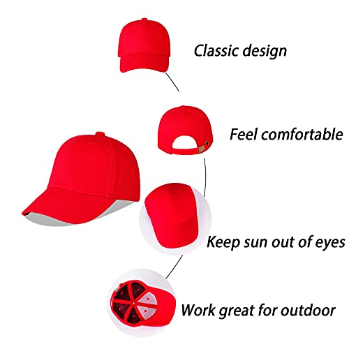 LANGZHEN Cotton Outdoor Toddler Girls Boys Plain Baseball Cap Baby Infant Structured Adjustable Hat for Kids Sun Hat (S-Red)