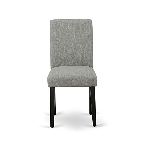 EAST WEST FURNITURE 7Pc Rectangular 42/60 inch Dinette Table With 18 In Leaf And 6 Parson Chair With Black Leg And Linen Fabric Shitake
