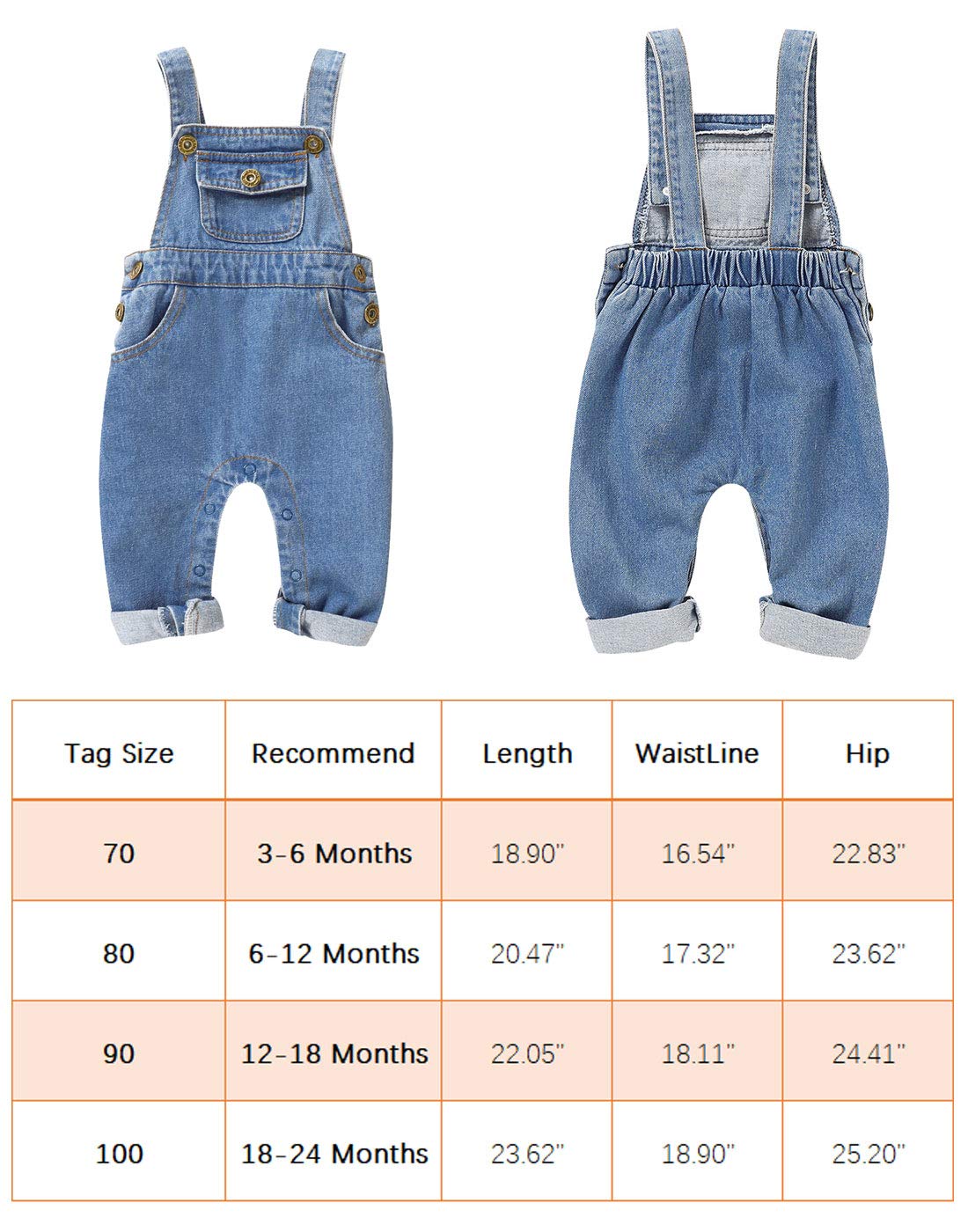 LAPA Baby Girls/Boys Overalls Newborn Denim Romper Ripped Jeans Soft Outfit 3M-24M…