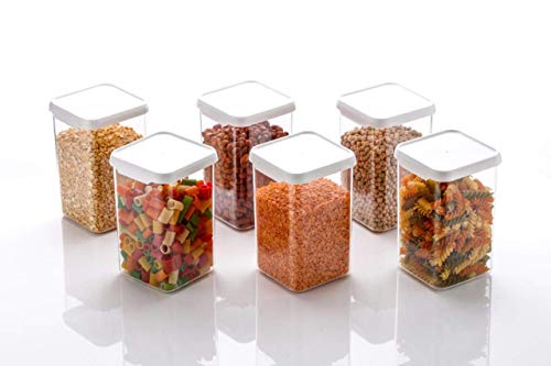 IndiaBigShop Square Plastic Container, Idle for Kitchen- Storage Box Lid, Air Tight & Leakage Proof Containers, Dry Fruit Storage Box, Plastic Storage Box, Storage Box with Lid (18 Ounce) - Set of 6