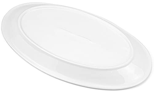 Yesland 2 Pack 14" Porcelain Large Oval Serving Plates, White Oval Serving Platters Dishes for Serving Food, Appetizers, Dessert, Meat, Sushi, Fish, Party