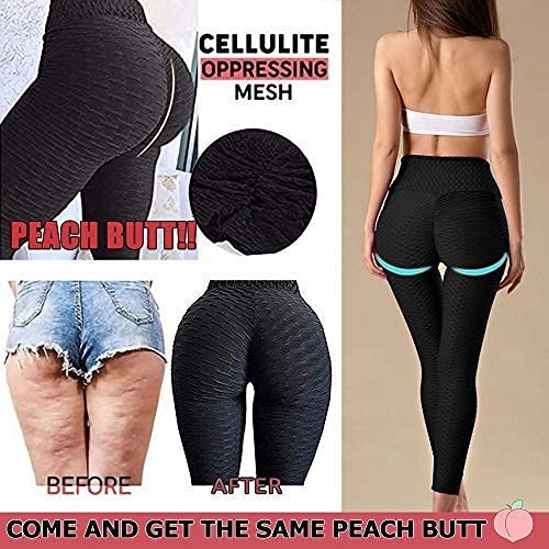 2 Pack TIK Tok Tiktok Booty Ruched Scrunch Butt Lift Lifting Anti Cellulite Sexy Leggings(PP-Black+Grey-S)