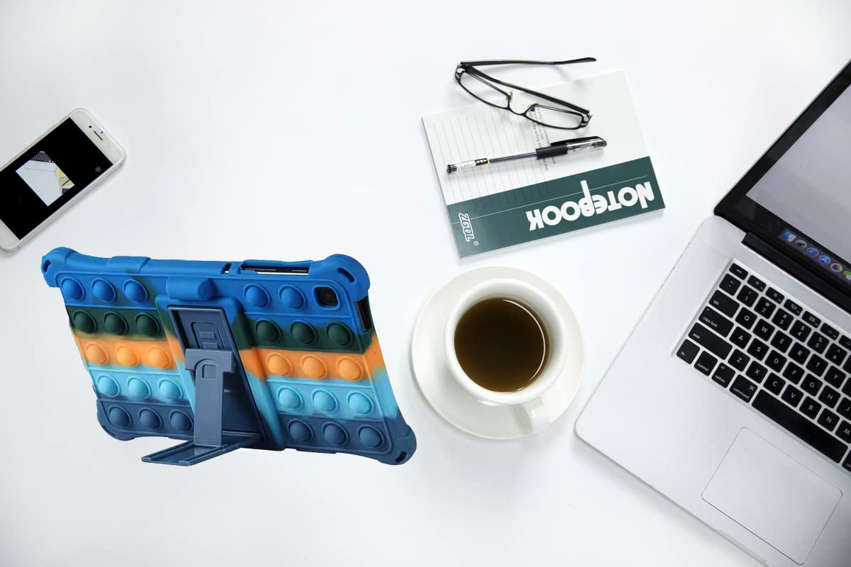 ALHBEJT Tablet Case for Galaxy Tab A7 Lite 8.7" 2021|SM-T220/T225/T227 Silicone Case Cover with Stand Lanyard Pen for Samsung Tab A7 Lite Pop Anxiety Relief Fidgets(Colorful Blue)